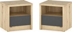 Casarredo - Komfort nábytek Noční stolek DOMINIKA dub artisan/šedý (2 ks)