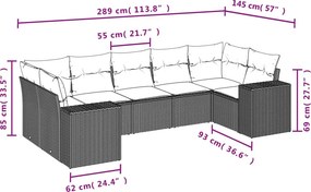 7dílná zahradní sedací souprava s polštáři hnědá polyratan 3222993