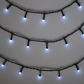 Vnitřní vánoční řetěz s 7mm mini kuličkami, studená bílá, 20m, 200 LED,