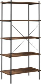 Policový regál s 5 policemi černý a přírodní 80 x 40 x 163 cm 336349