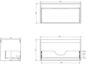 Mexen Rivel, koupelnová skříňka 90 cm, 1 zásuvka, drážkovaná, dub, 91A20-09047-1-BF81