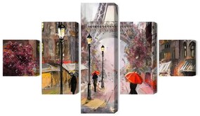 Vícedílný obraz Pohled Na Ulici Paříže Jako Malované Nedostatek Nedostatek Plátno Canvas 150x90