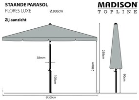 Madison Slunečník Flores Luxe 300 cm kulatý šedý - Default Title