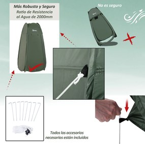 Outsunny Pop Up sprchový stan - okamžitý kempingový stan s UV ochranou, voděodolnou střechou a madlem pro kempování, cyklistiku, sprchu a pláž 100x10…