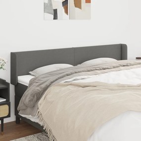 Čelo postele typu ušák tmavě šedé 163x16x78/88 cm textil 3118495