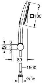GROHE 26588000 - Set ruční sprchy RAINSHOWER SMARTACTIVE 130 CUBE lesklý chrom