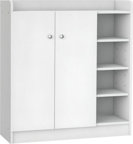 HOMCOM Skříň na boty Regál na boty Úložný kabinet Skládací kabinet 2 dveře 4 oddíly Bílá 83 x 30 x 90 cm | Aosom