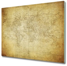 Skleněná krájecí deska Stará mapa světa
