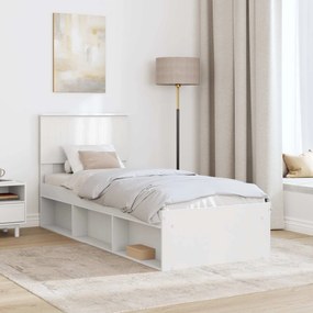 Rám postele s čelo Bílá 75 x 190 cm Masivní borové dřevo 3410663