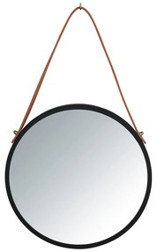 Černé závěsné zrcadlo Wenko Borrone, ø 30 cm
