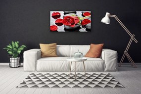 Obraz na plátně Růže Květ Kameny Zen 140x70 cm
