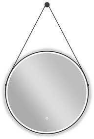 Cerano - koupelnovÃ© led zrcadlo rotondo, kovovÃ½ rÃ¡m - ÄernÃ¡ matnÃ¡ - Ã¸ 60 cm