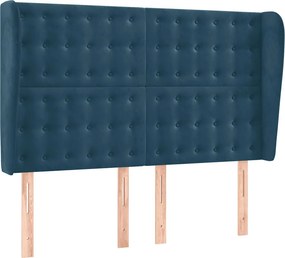 Box spring postel s matrací a LED tmavě modrá 140x200 cm samet 3136369