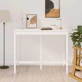 Barový stolek bílý 140 x 80 x 110 cm masivní borové dřevo