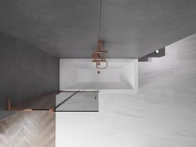 Mexen Velar L, 2-křídlová posuvná vanová zástěna 90 x 150 cm, 8mm šedé sklo, růžové zlato, 896-090-003-41-60