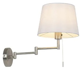 Nástěnná lampa z oceli s bílým stínidlem a nastavitelným ramenem - Ladas