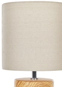 Keramická stolní lampa bílá / světlé dřevo ALZEYA Beliani