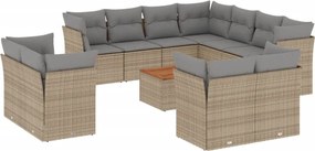 12dílná zahradní sedací souprava s poduškami béžová polyratan 3223945