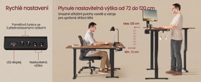 Rohový výškově nastavitelný pracovní stůl Vasagle Grey 160 cm hnědý/černý