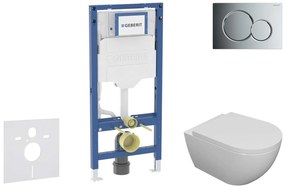 Geberit Duofix - Set předstěnové instalace, klozetu Oudee a sedátka softclose, tlačítko Sigma01, lesklý chrom SANI11CA1100B