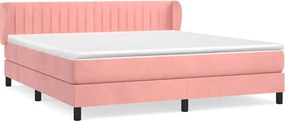 Box spring postel s matrací růžová 160x200 cm samet 3127624