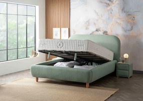 Čalouněná postel SHINY NEW s matrací - světle zelená 200 × 200 cm
