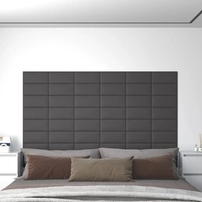 Nástěnné panely 12 ks šedé 30 x 15 cm umělá kůže 0,54 m² - Default Title