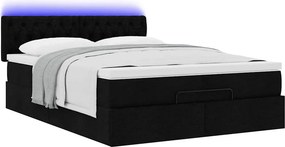 Osmanská postel s matrací &amp; LED diody černá 140x190 cm látka 3312390