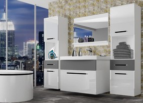Koupelnový nábytek Belini bílý lesk / šedý mat + umyvadlo + zrcadlo  ROD PM 6/0/W/WSR/0/ZW