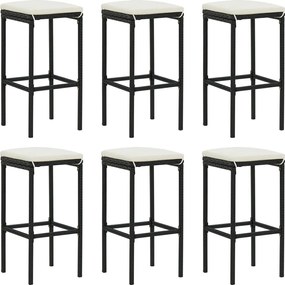 vidaXL Barové stoličky s poduškami 3 ks polyratan [313450] Barva: Černá