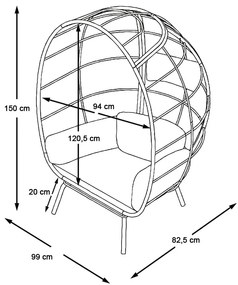 Proutěné křeslo s polštáři