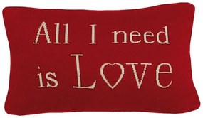 SCANquilt pletený povlak DESIGN all you need is love / all i need is love červenosmetanová 30 x 50 cm