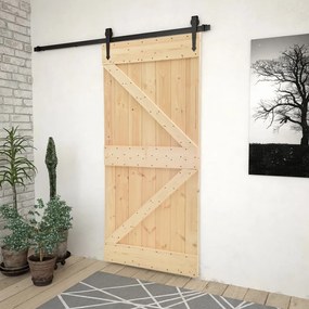 Posuvné dveře se setem kování 80 x 210 cm masivní borové dřevo - Default Title