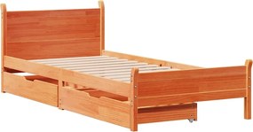 Postel bez matrace voskově hnědá 100 x 200 cm masivní borovice 3309778