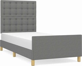 Rám postele s čelem tmavě šedý 90x200 cm textil 3125350