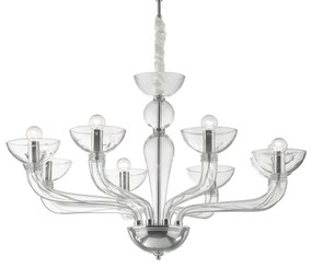 Závěsné svítidlo / Luster Ideal lux 044255 CASANOVA SP8 trasparente 8xE14 40W chrom Lustry