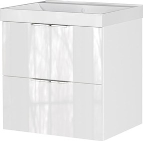 Bílá lesklá závěsná skříňka pod umyvadlo 61x65 cm Celano – Germania