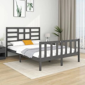 Rám postele šedý masivní dřevo 140 x 190 cm,  3105907 HangarStore.cz