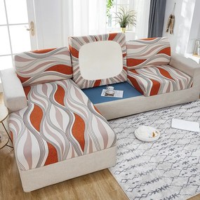 Elastický potah se vzorem na velký sedadlový polštář a opěradlové polštáře pohovek či křesel Barva: G, Rozměry: sedadlový polštář