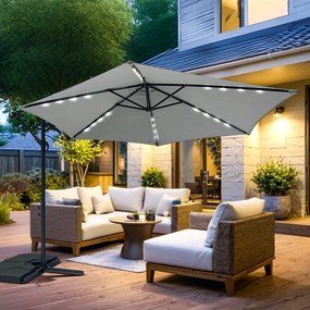 Avenberg Velký polohovatelný slunečník Sunny LED 300, šedá