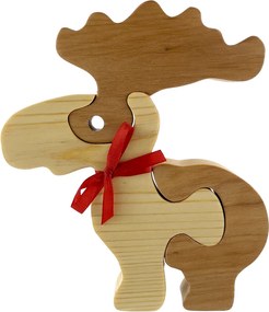 AMADEA Dřevěné puzzle sob, masivní dřevo dvou druhů dřevin, 16 cm