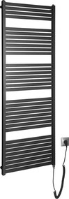 Aqualine Aqualine, TONDI-E elektrické topné těleso, rovné, 600x1690 mm, 800W, černý mat, DE496T