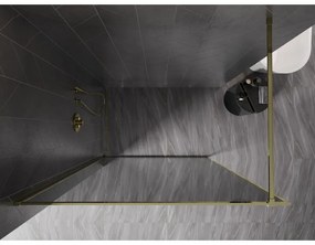 Mexen Kioto-XF, sprchová zástěna s rámem 160 x 202 cm, 10mm šedé sklo, zlatý lesklý profil, 800-160-104-50-40-X