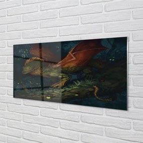 akrylový obraz Zelený drak v lese 125x50 cm