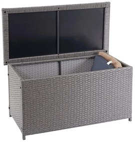Polyratanový zahradní úložný box HWC-D88 - základní šedá, 51x115x59cm 250l