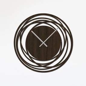 dřevo života Nástěnné hodiny NET Zvolte barvu dekoru: Wenge, Zvolte velikost hodin (cm): 60x60, Barva ručiček: Stříbrné
