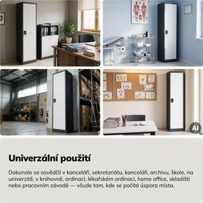 Kartotéková skříň na spisy se zámkem antracitově bílá, 450x1850x400 mm: ALEX