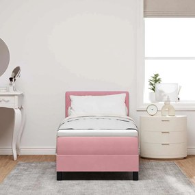 Postel s boxspringem s matrací s čelo Růžová 80 x 200 cm samet 3339073