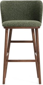 Tmavě zelená čalouněná barová židle (výška sedáku 75 cm) Ciselia – Kave Home