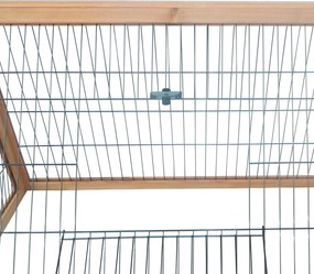 Triangulární králičí kotec PawHut z přírodního dřeva 116x62,2x52,5 cm s dveřmi a drátěnou síťkou